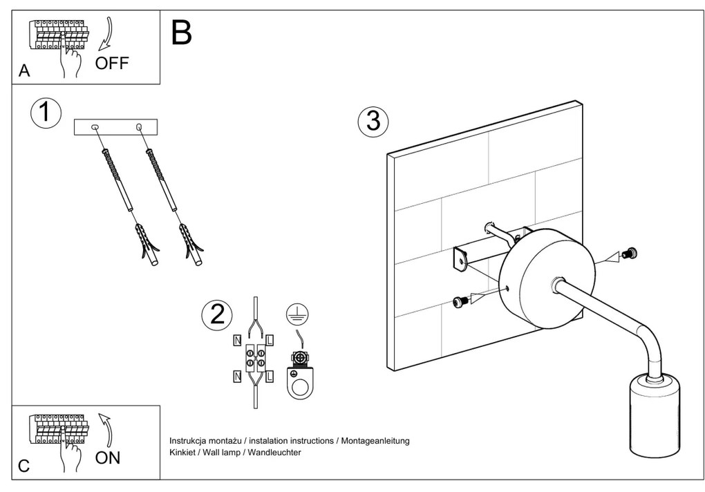 Nástěnné svítidlo Duomo, černé tělo svítidla