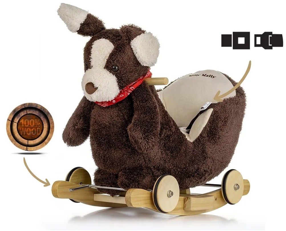 Houpací pejsek s melodií a kolečky Milly Mally Polly Plus Brown Dog