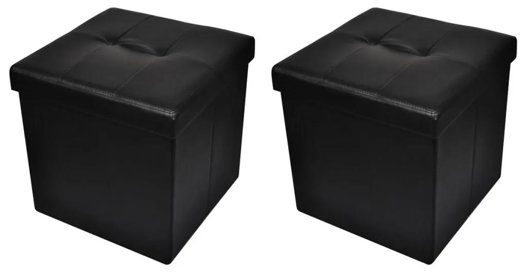 241024 vidaXL 2 x Skládací podnožka / taburet s úložným prostorem černá