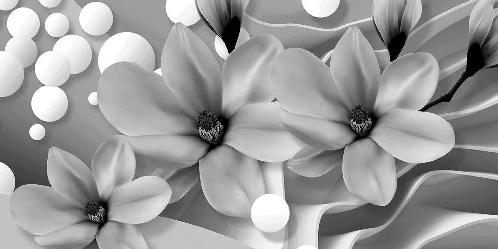 Obraz černobílá magnolie na abstraktním pozadí Varianta: 100x50