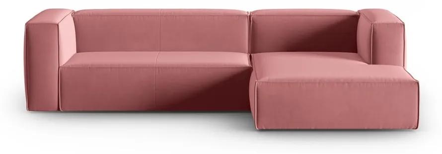 Růžová sametová rohová pohovka Mackay – Cosmopolitan Design