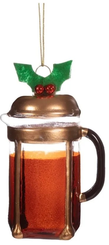 Skleněná ručně vyrobená vánoční ozdoba ø 5,5 cm Christmas Cafetiere – Sass &amp; Belle