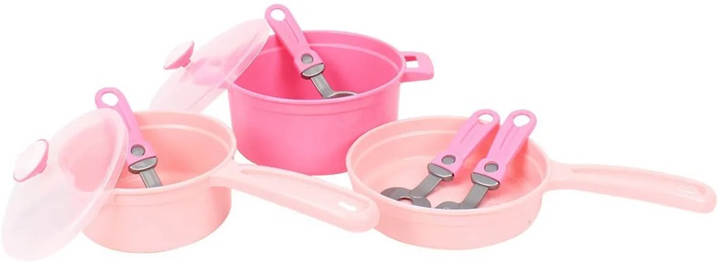 _Ostatní 1_ Nádobí baby dětské růžové set 2 hrnce s pánví a doplňky plast 36214