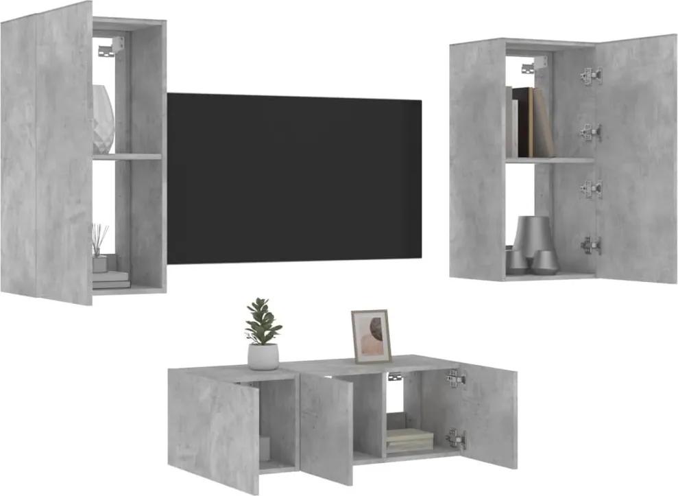 vidaXL 4dílná obývací stěna s LED osvětlením kompozitní dřevo [3216820] Barva: Bílá
