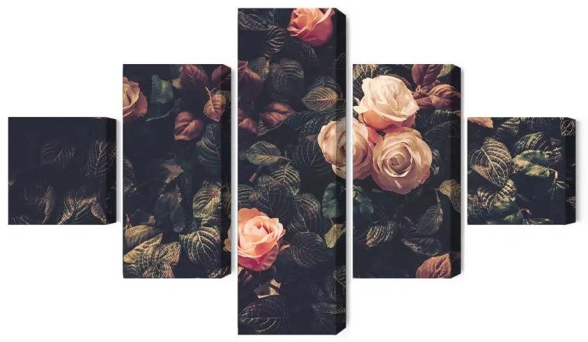 Vícedílný obraz Pastelové Růže Ve Vintage Stylu Nedostatek Nedostatek Přírodní plátno 150x90