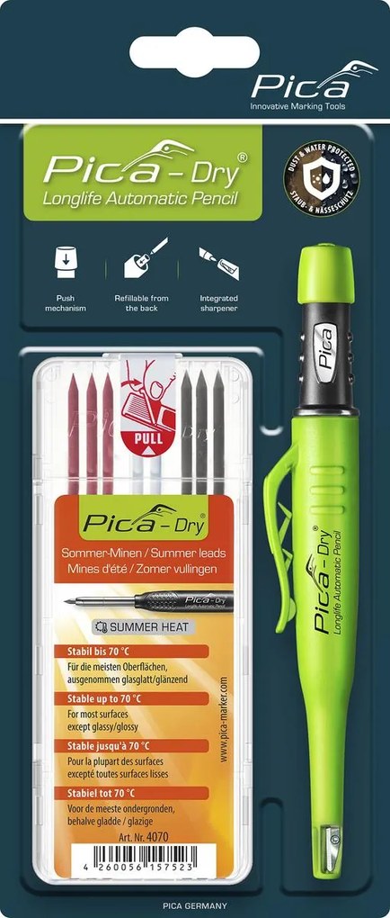 Pica Marker Pica Dry + náhradní tuhy | Vyberte variantu podle materiálu Varianta: tuhy grafitové (šedá)