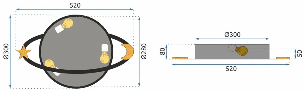 Toolight Lampa Plafon Moon APP 865-C Bílá