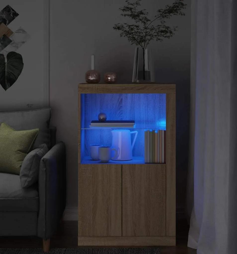 vidaXL Odkládací skříňka s LED osvětlením kompozitní dřevo [836624] Barva: šedá sonoma