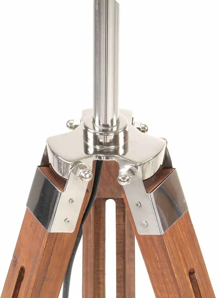 Stojací lampa stativ medově hnědá a šedá masivní teak 141 cm 288078