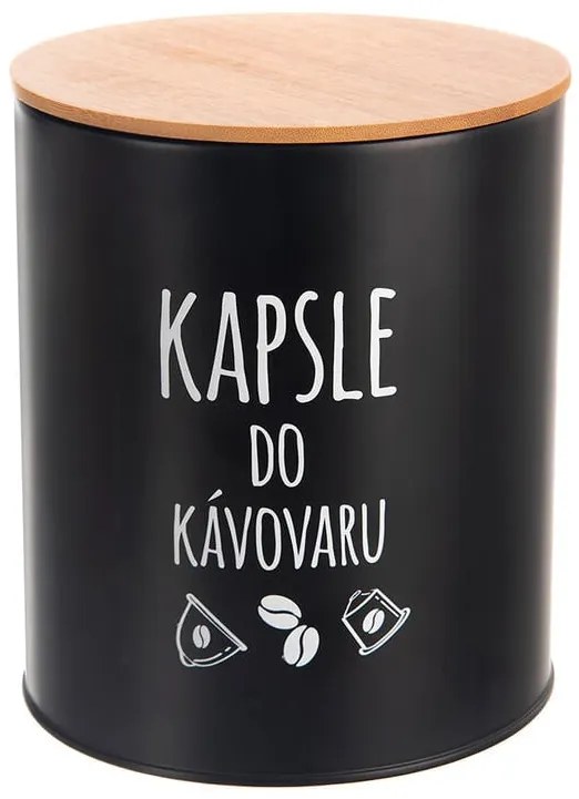 Kulatá plechová dóza KAPSLE DO KÁVOVARU Black