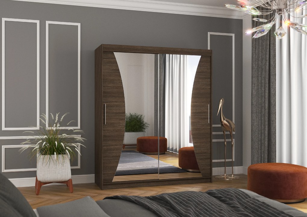 ADRK Furniture Posuvná skříň s zrcadlem CHARLOTTE 180 ADRK-SW-CHA-CH-180