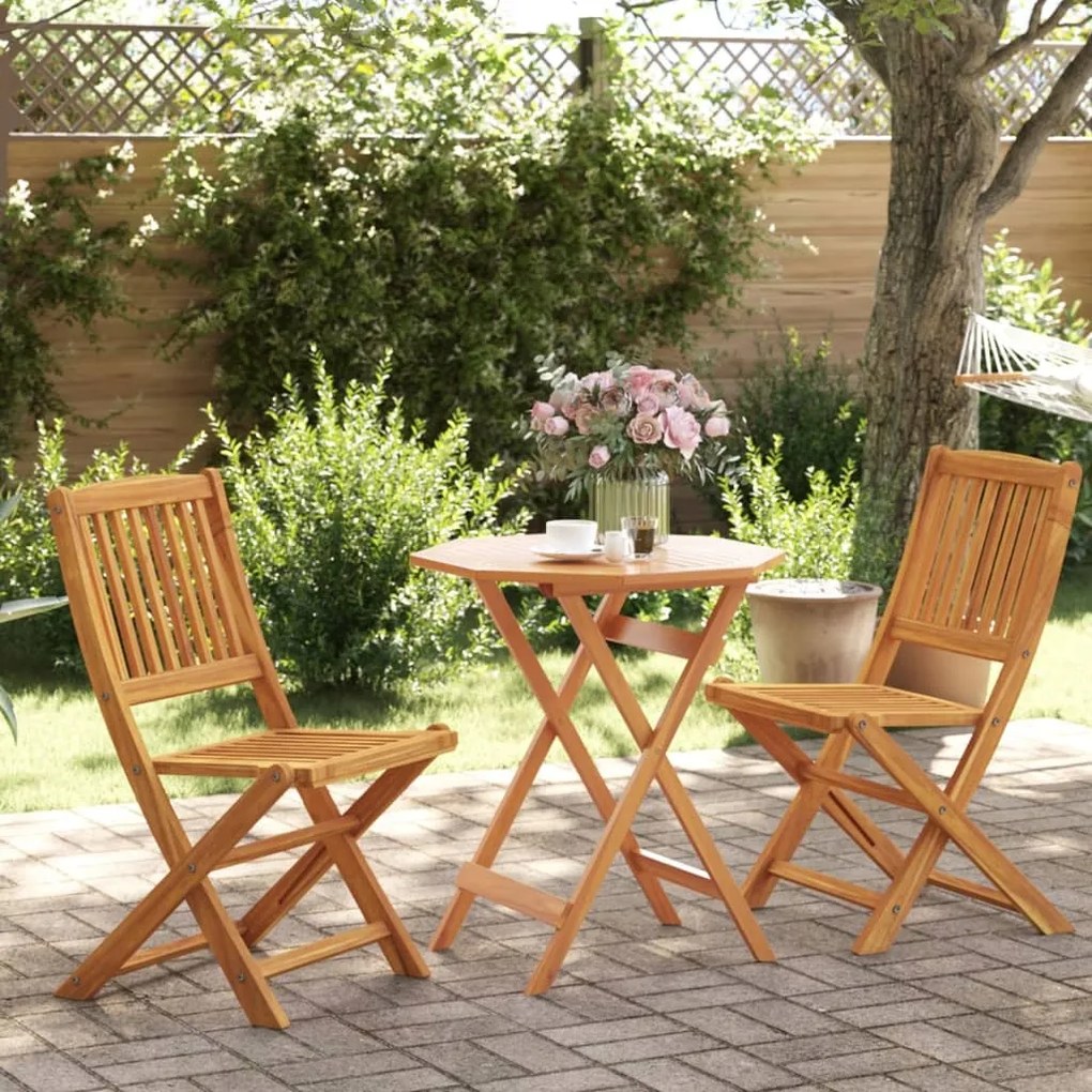 Fionshop 264018770 3dílný skládací bistro set masivní akáciové dřevo