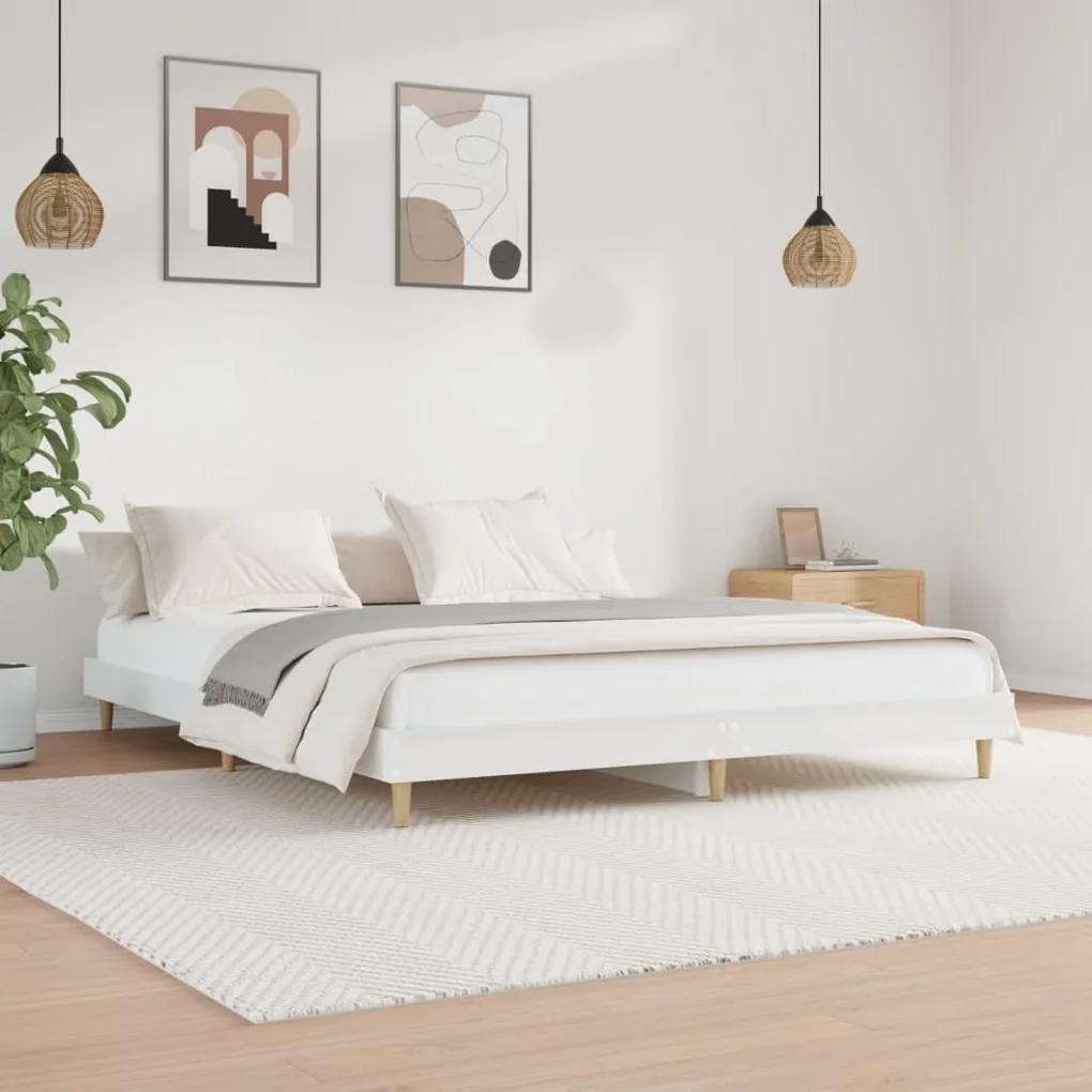 Rám postele bílý s vysokým leskem 200 x 200 cm kompozitní dřevo,  832007