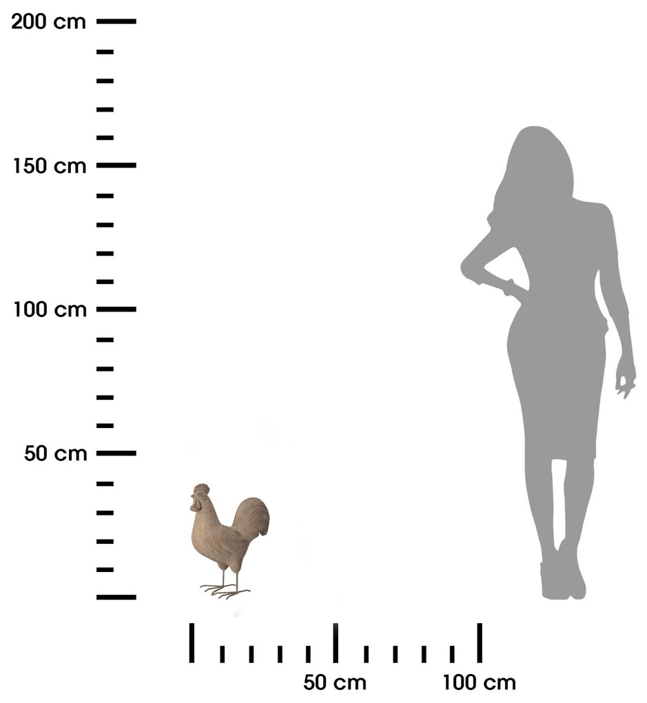 Zahradní figurka z hořčíkové pryskyřice Chicken 2, 40 cm, béžová