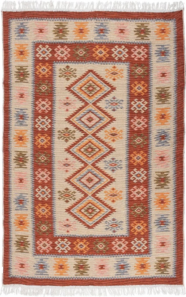 Koberec kilim tkaný oboustranný vzor 120 x 180 cm terra