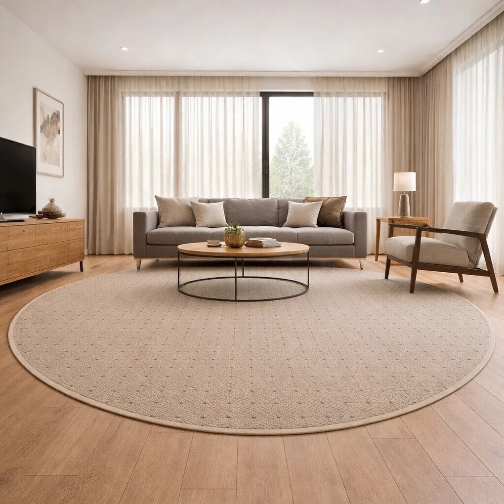 Condor Carpets, Kusový koberec Udinese béžový new kruh, 400x400 (průměr) kruh, béžová, chodba / předsíň