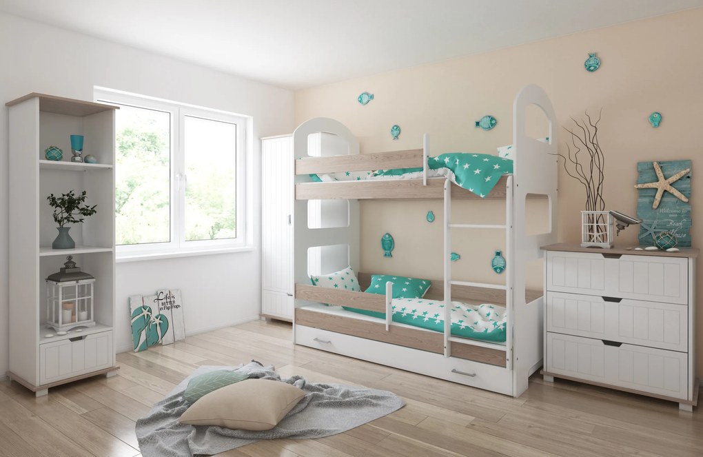 BabyBeds Dětská patrová postel HONZÍK II 180x80 Barevné provedení: Olše, Úložný prostor: Ano, s úložným prostorem