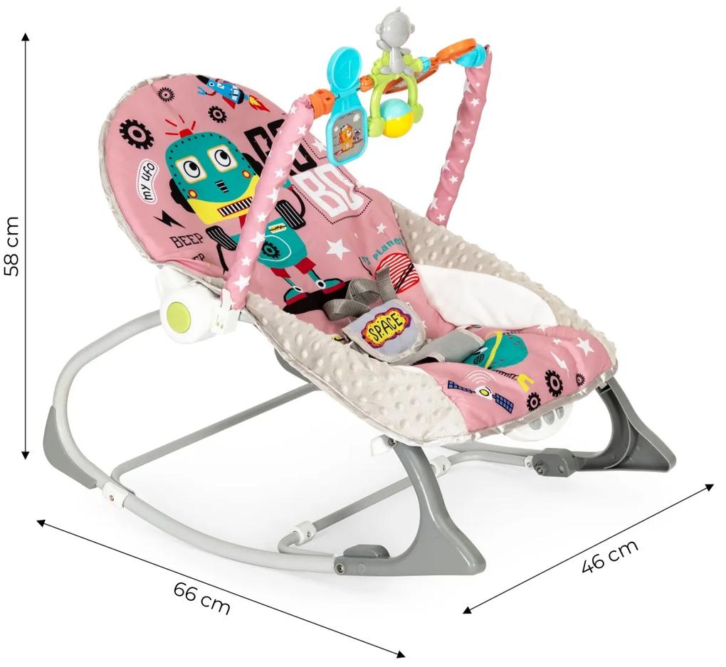 Dětské interaktivní houpací křeslo a lehátko 2v1 ECOTOYS růžové