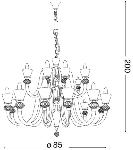 Ideal Lux - Křišťálový lustr na řetězu STRAUSS 18xE14/40W/230V pr. 85 cm mosaz