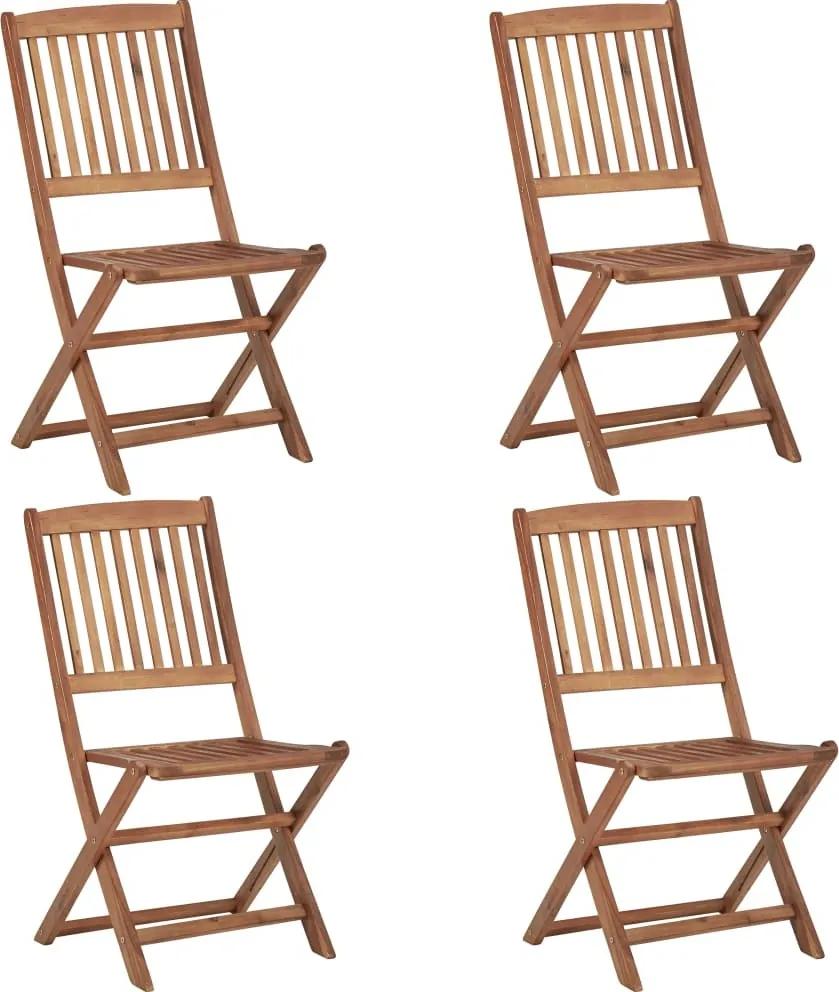 vidaXL Skládací zahradní židle s poduškami 4 ks masivní akáciové dřevo [3064688] Barva: krémová