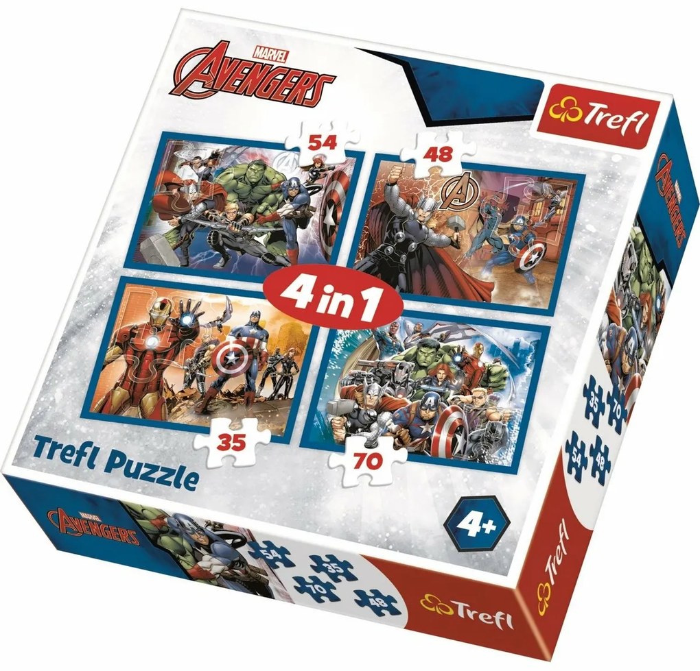 Trefl Puzzle Avengers Jsme tým 4v1 35, 48, 54, 70 dílků
