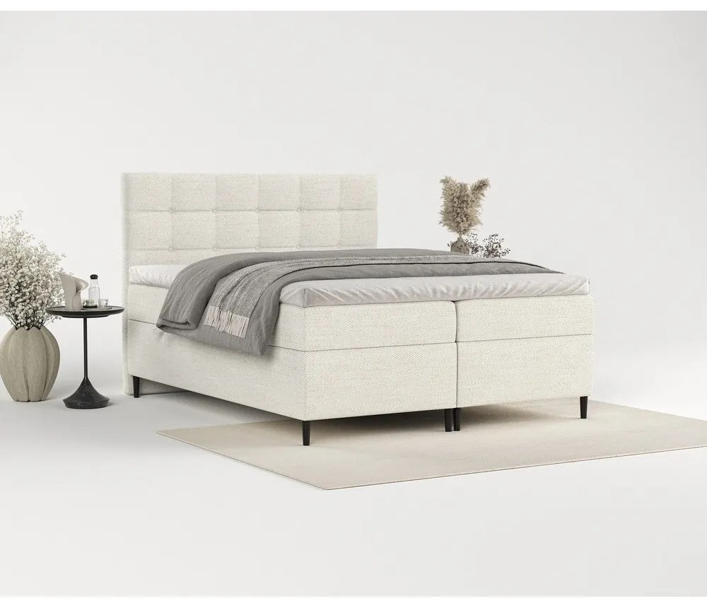 Krémová boxspring postel s úložným prostorem 200x200 cm Urbaneo – Maison de Rêve