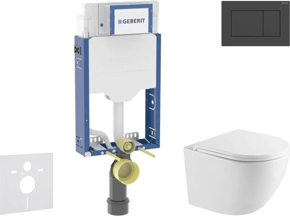 Geberit Kombifix - Set předstěnové instalace, klozetu Oudee a sedátka softclose, tlačítko Sigma20, matná černá/černá SANI15CA5144