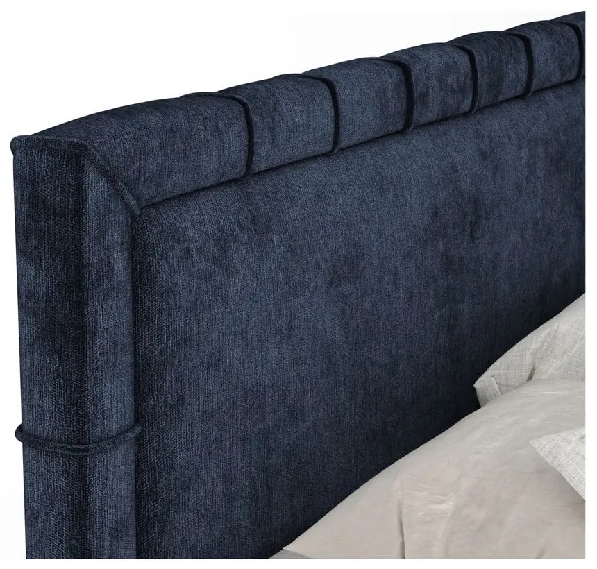 Tmavě modrá boxspring postel s úložným prostorem 160x200 cm Voyage – Maison de Rêve