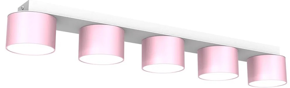Stropní svítidlo Dixie, 5x růžové kovové stínítko, w