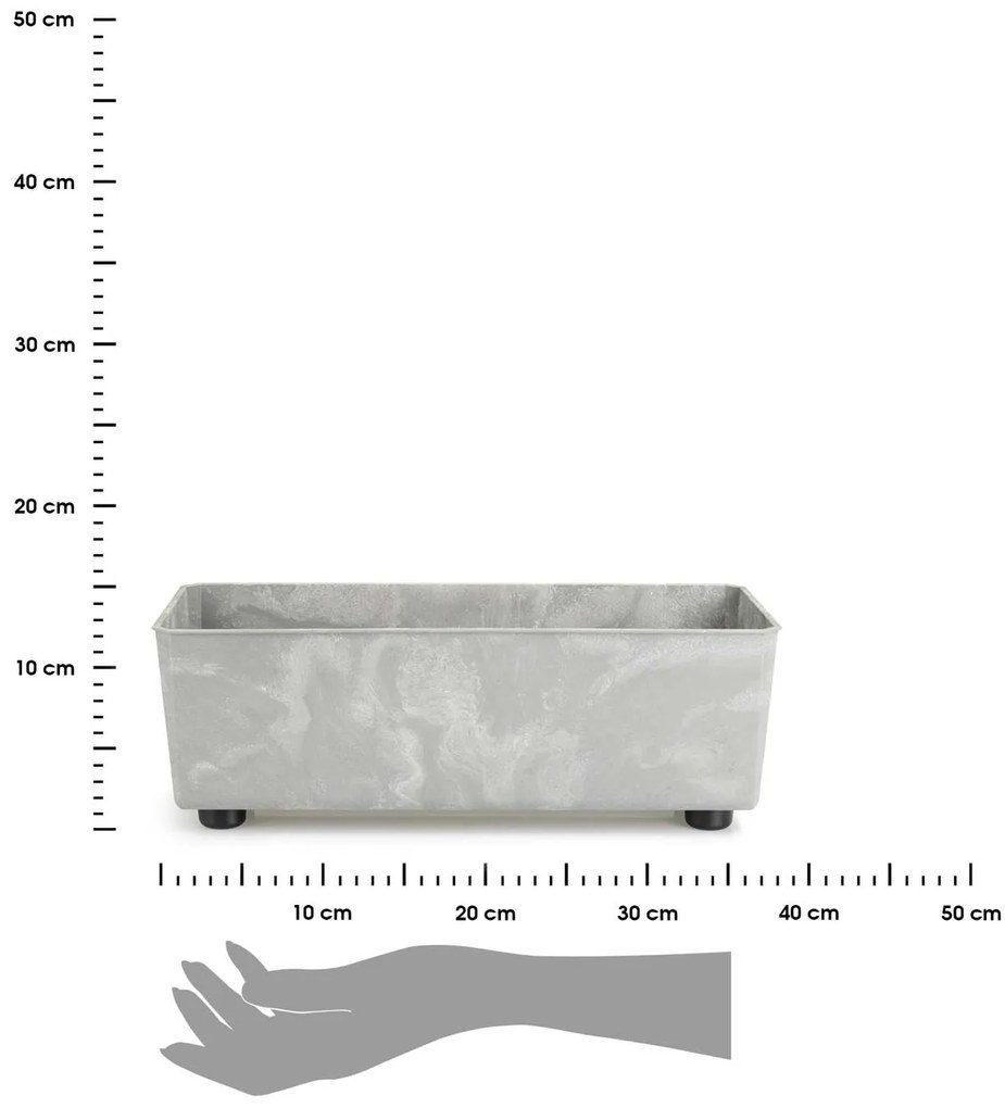PLASTOVÝ KVĚTINÁČ SALVIA 37,5X17 CM IMITACE BETONU ŠEDÁ