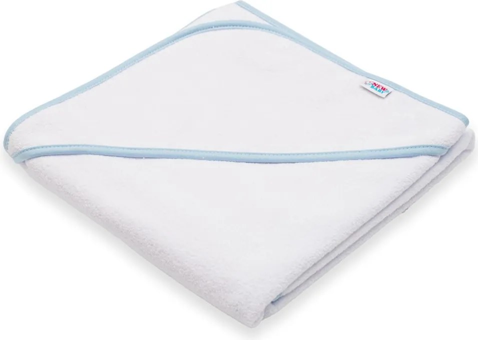 Dětská froté osuška s kapucí New Baby BASIC 80x80 bílo-modrá