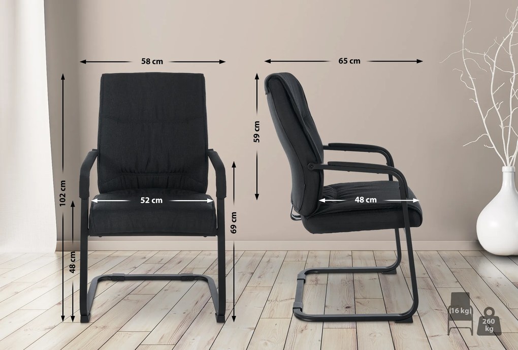 XL konferenční židle Anubis látka – černá/černá