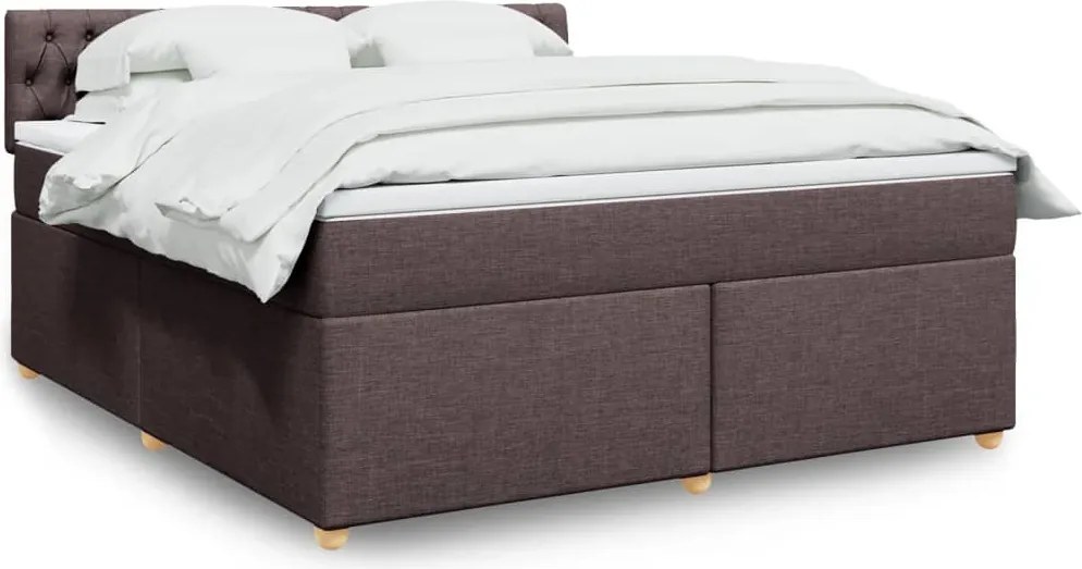 Box spring postel s matrací tmavě hnědá 180x200 cm textil 3286769