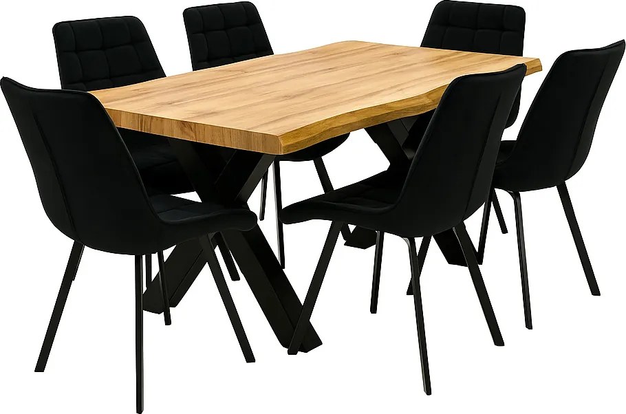 Vikio Jídelní set pro 6 osob 140x90 cm dub-černá VJS114-61C