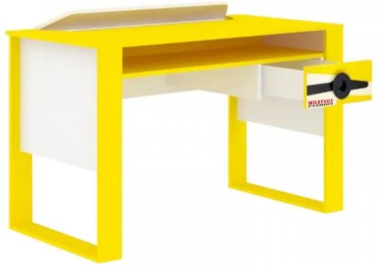 Psací stůl Aviator - bílý černý, žlutý