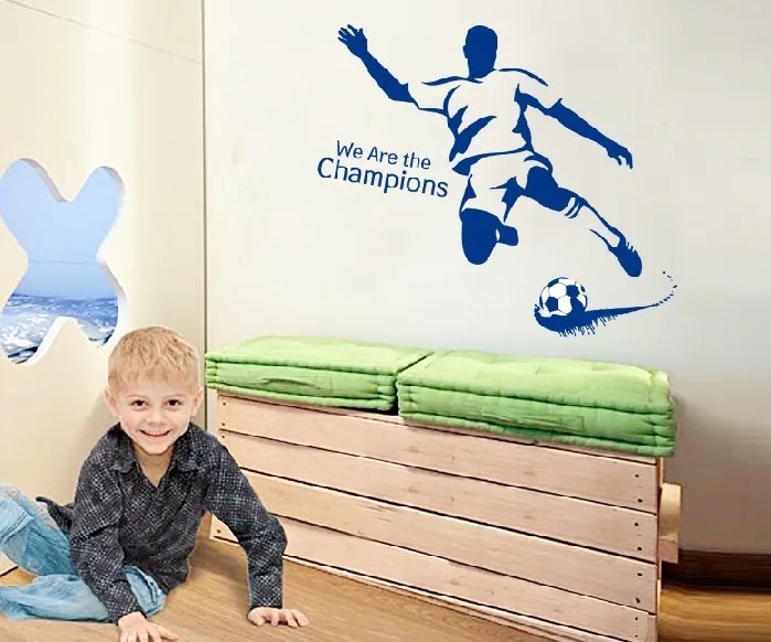 Živá Zeď Samolepka na zeď Modrý fotbalista