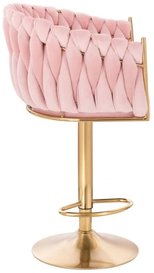 LuxuryForm DESIGN Barová židle NORDEN VELUR na zlaté kulaté podstavě - růžová