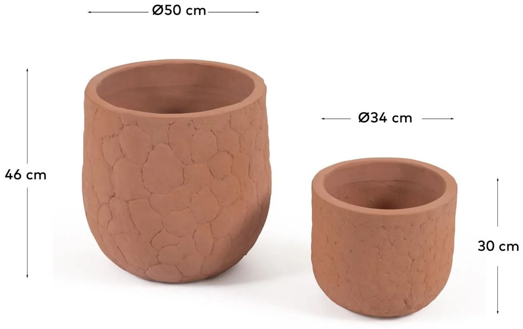 OnaDnes -20% Set dvou terakotově červených keramických květináčů Kave Home Simi 34/50 cm