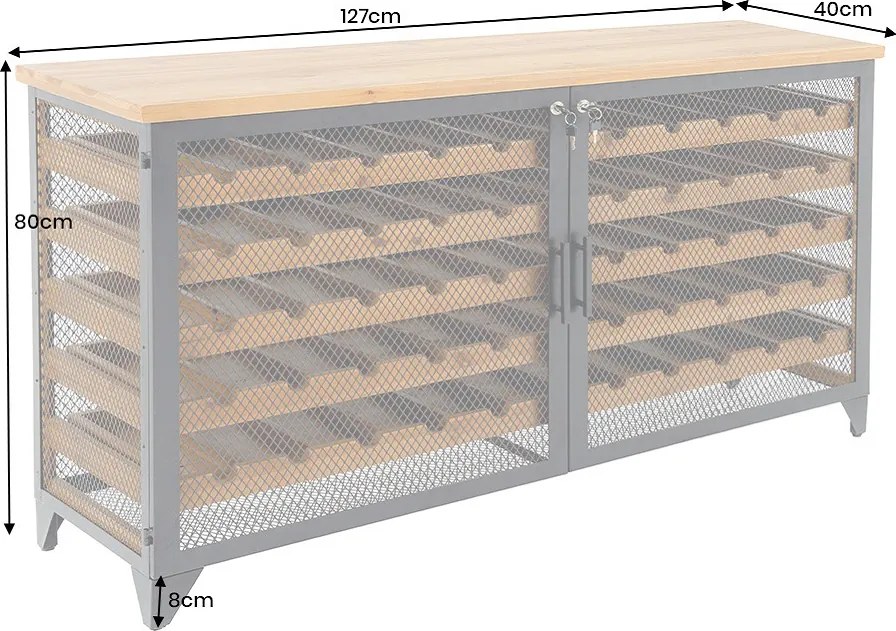 Designová vitrína na víno Winebar 127 cm jedle