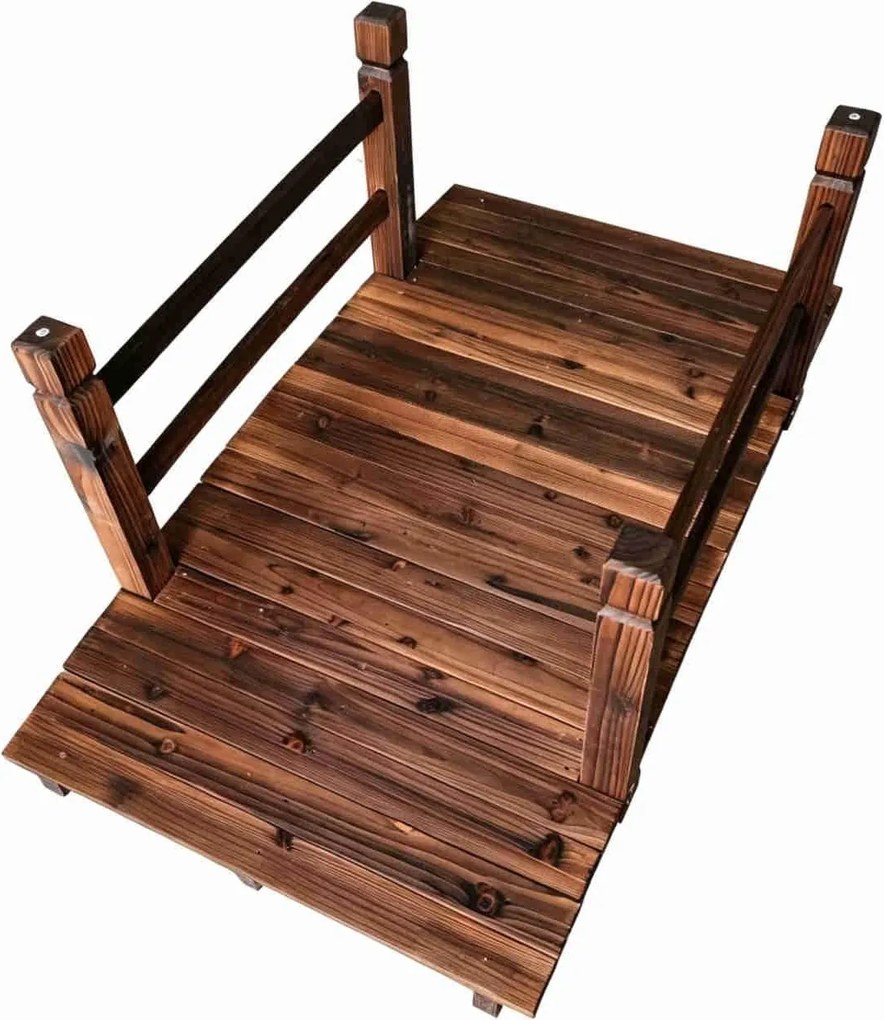 Costway Zahradní most z jedlového dřeva, obloukový most se – 125 × 68 × 47 cm