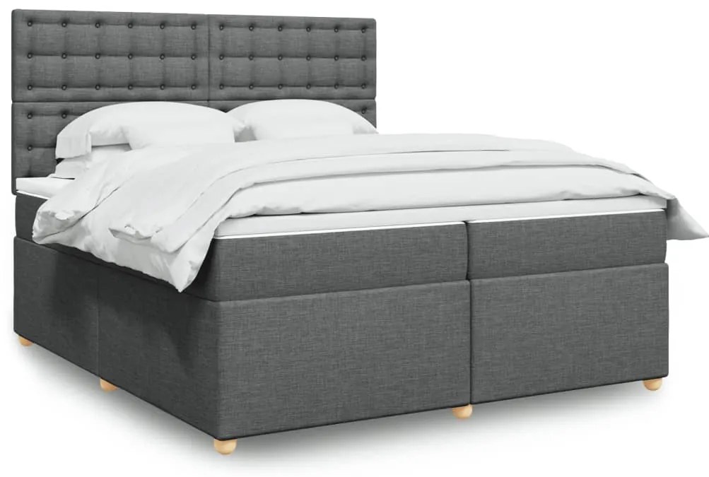 Box spring postel s matrací tmavě šedá 200x200 cm textil 3291402