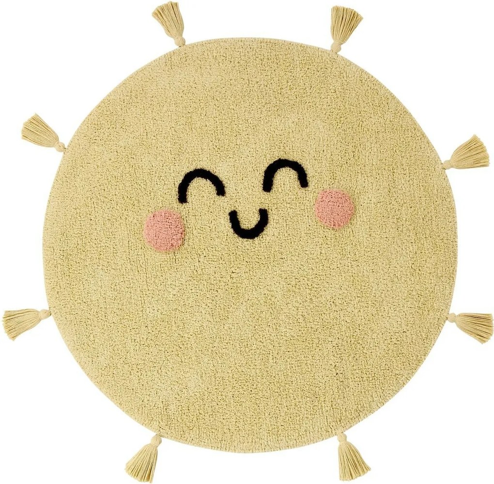Lorena Canals, Dětský kusový koberec You're My Sunshine kruh, 100x100, žlutá, dětský pokoj