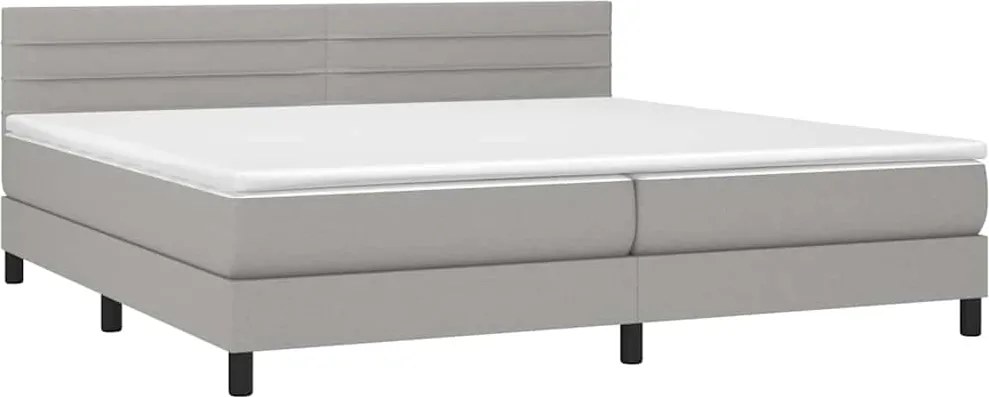 Box spring postel s matrací a LED světle šedá 200x200 cm textil 3133261