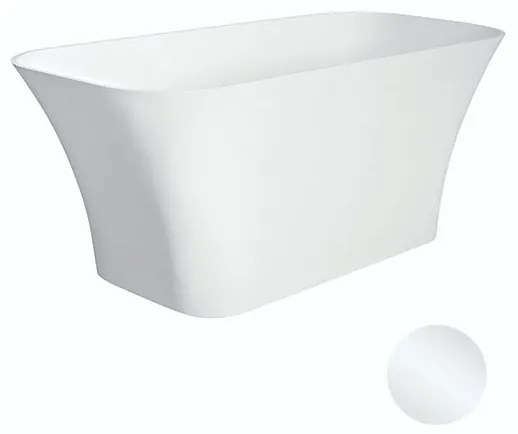 Besco Volně stojící vana z litého mramoru Assos Matt 160x70 Barva: Bílá, Rozměry (cm): 160x70, Typ a barva výpustě: Click-Clack s horním čištěním, chrom