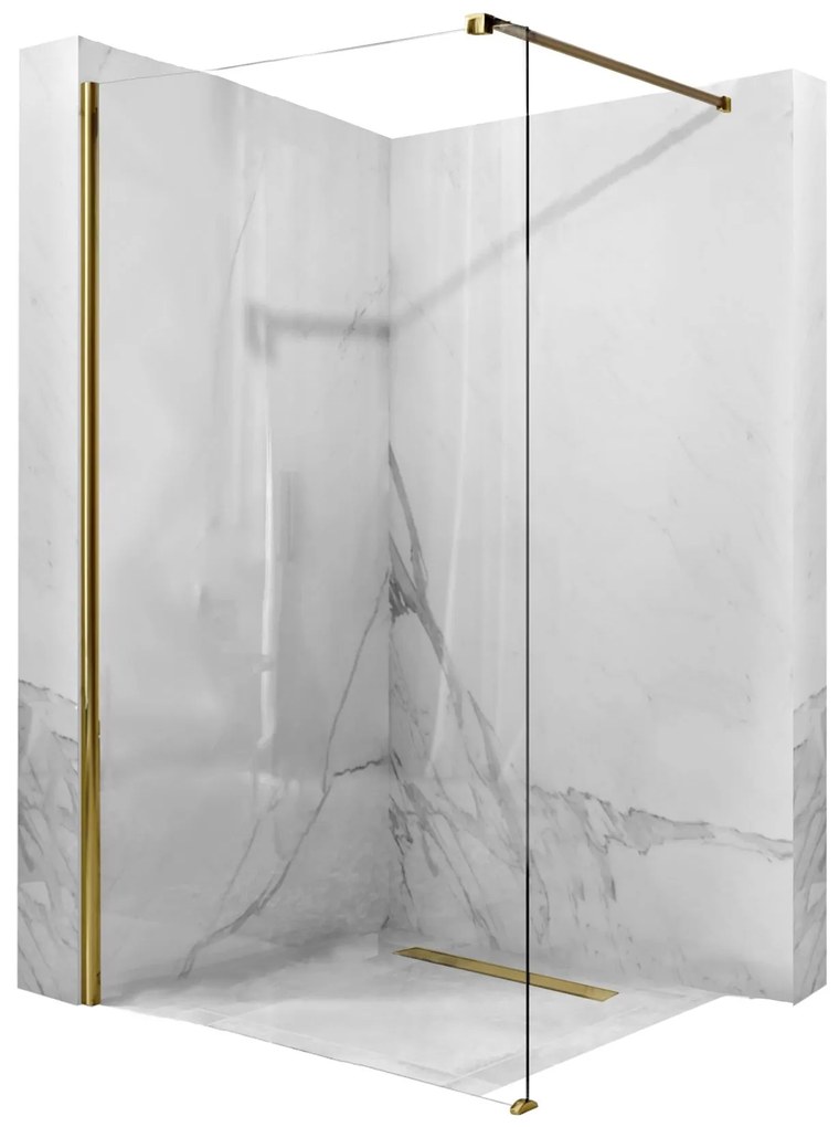 Rea AERO, sprchová zástěna WALK IN 90 x 195 cm, čiré sklo - zlatý profil, REA-K8442