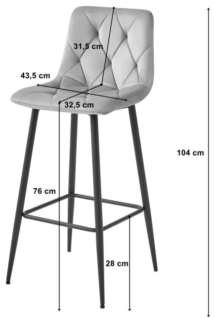 Set čtyř barových židlí NADO sametové tmavobéžové (černé nohy) 4 ks