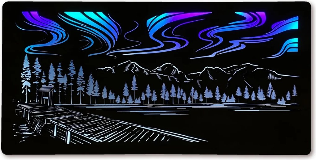 Li-Go "Polární záře" světelný RGBW obraz 230V 120x60 cm provedení povrchu: bříza