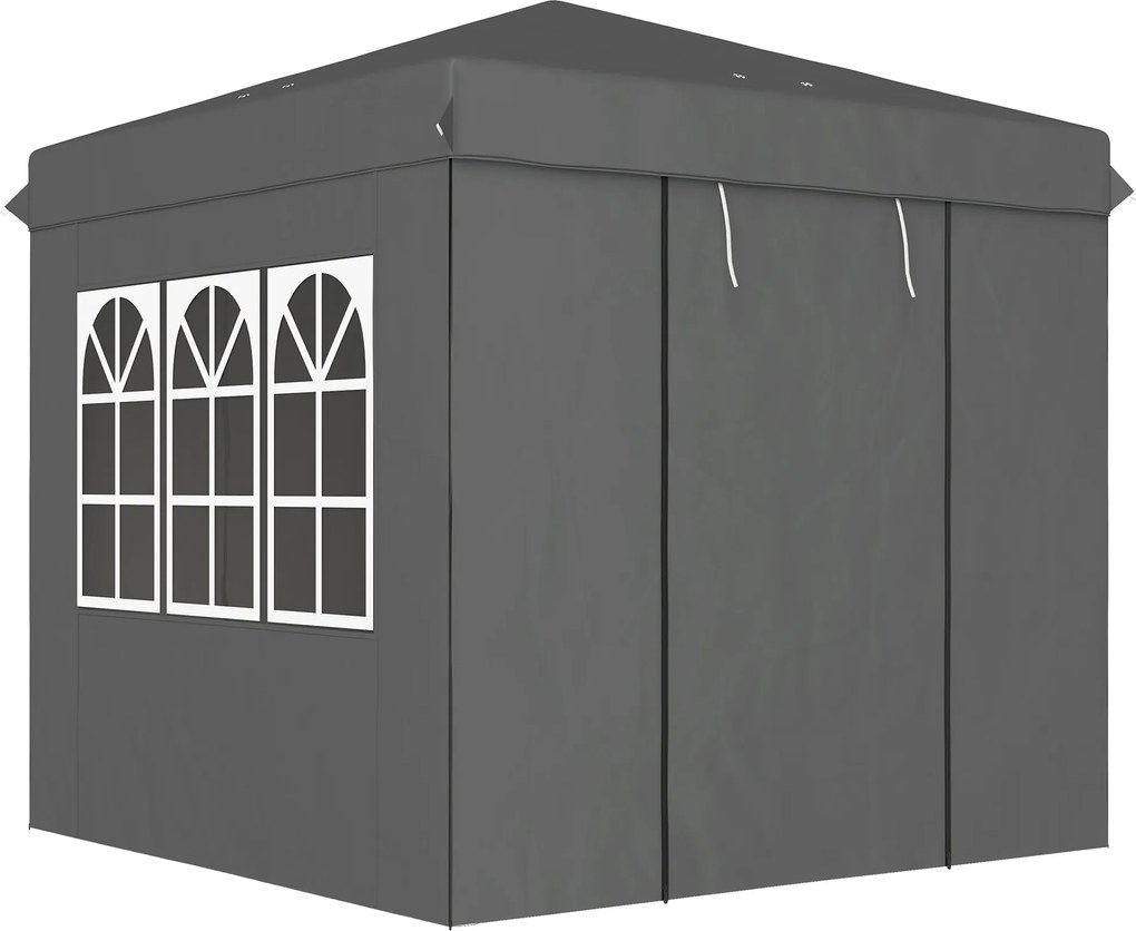 Outsunny Pavilon 2,5x2,5m, Voděodolný Stabilní Zimní Pop-up Skládací Pavilon, UV Ochrana 50+, Skládací Party Stan Zahradní Stan s 4 Bočními Panely a T