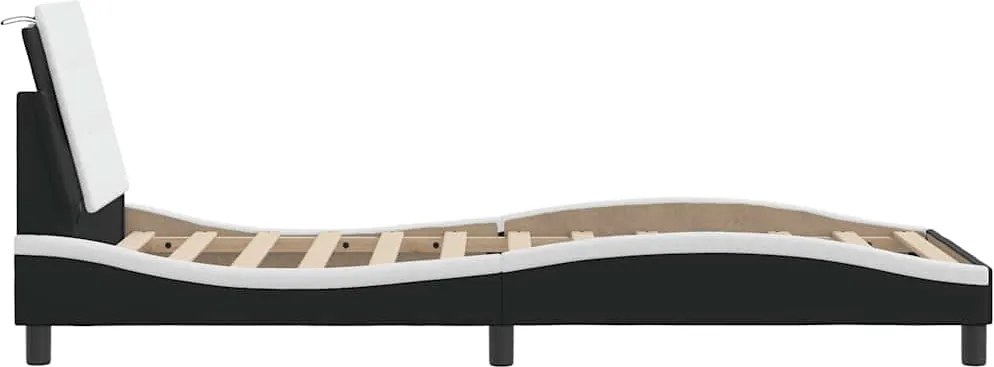 Rám postele bez matrace Zadar černý a bílý 80 x 200 cm umělá kůže 3208147