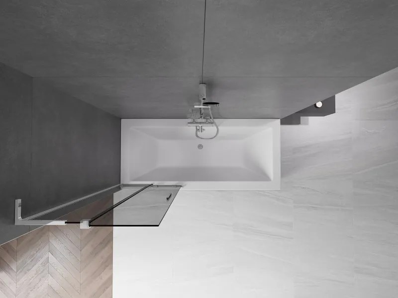 Mexen Velar L, 2-křídlová posuvná vanová zástěna 75 x 150 cm, 8mm šedé sklo, chromový profil, 896-075-003-41-01